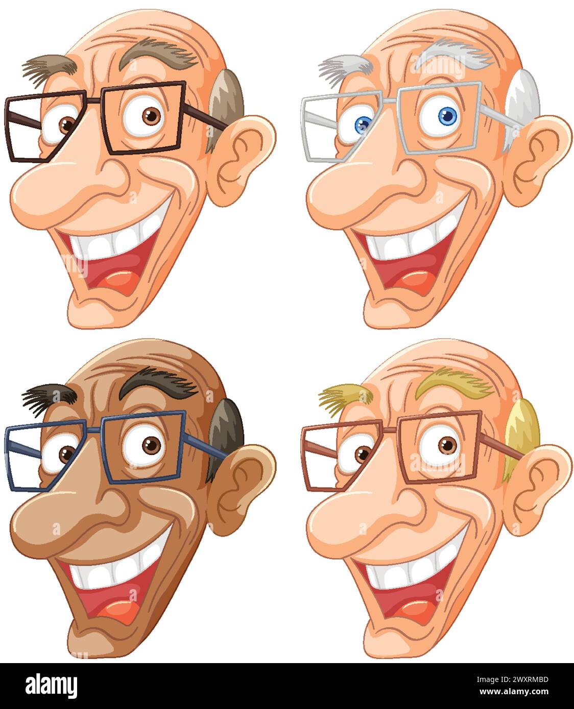 Four cartoon faces showing different expressions Stock Vector Image ...