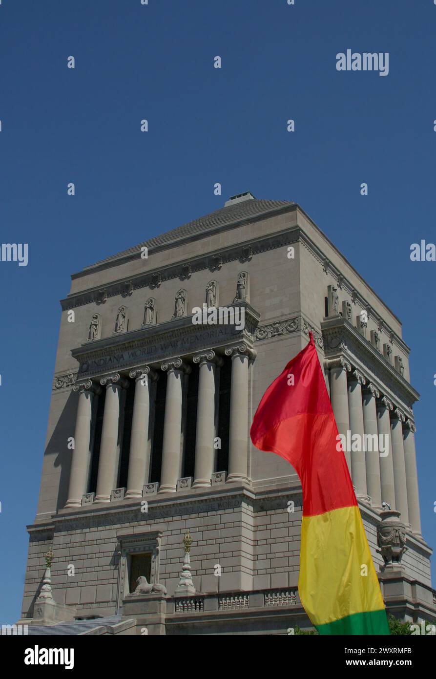 The Indiana World War Memorial Plaza with Pride Flag during Indy Pride ...