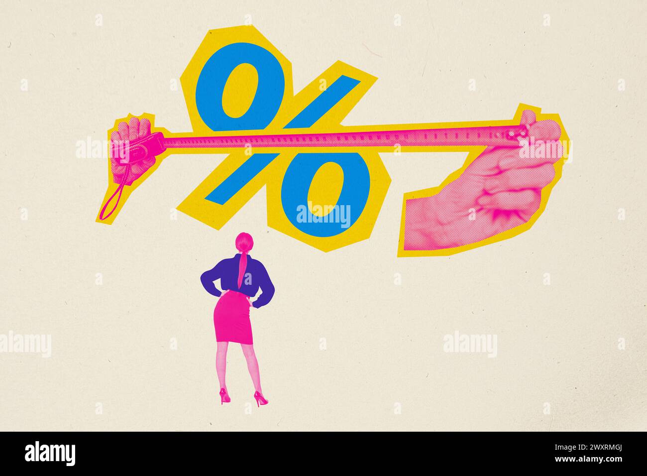 Composite collage picture image of businesswoman look hands hold ...