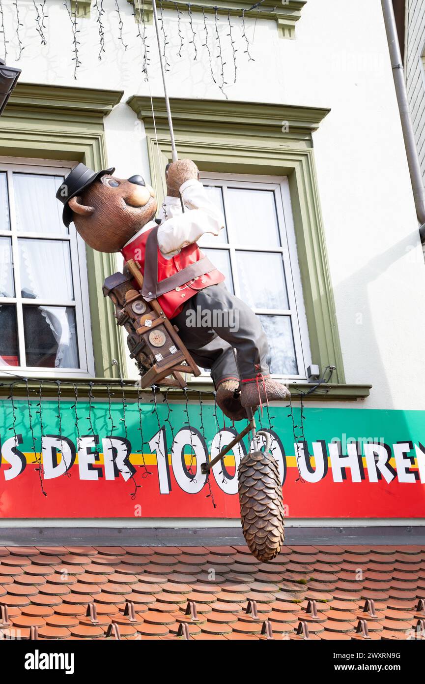 Cuckoo clock with bears at a shop in the Black Forest, Triberg in ...