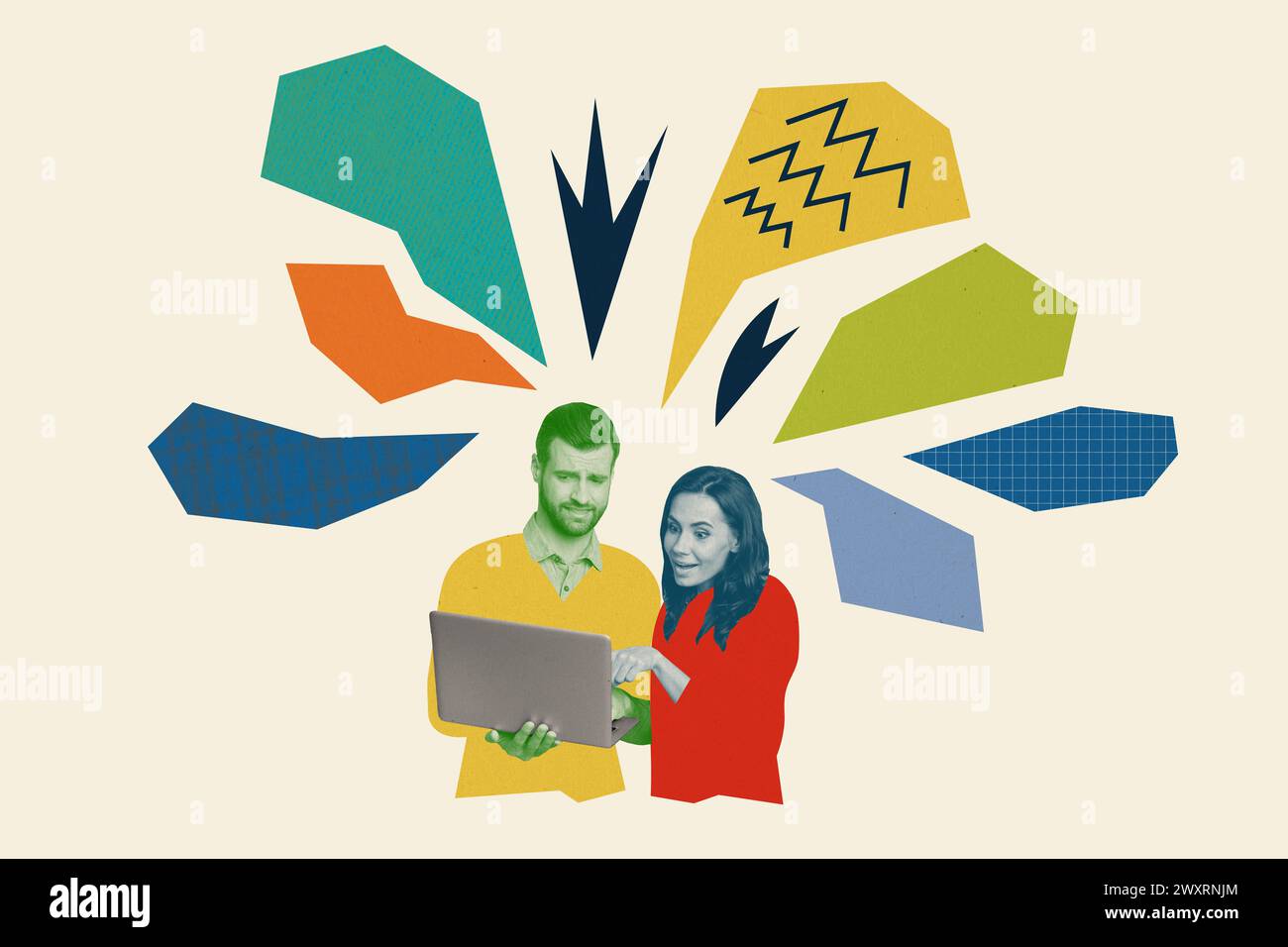 Trend composite sketch artwork image 3d collage photo of young confused ...