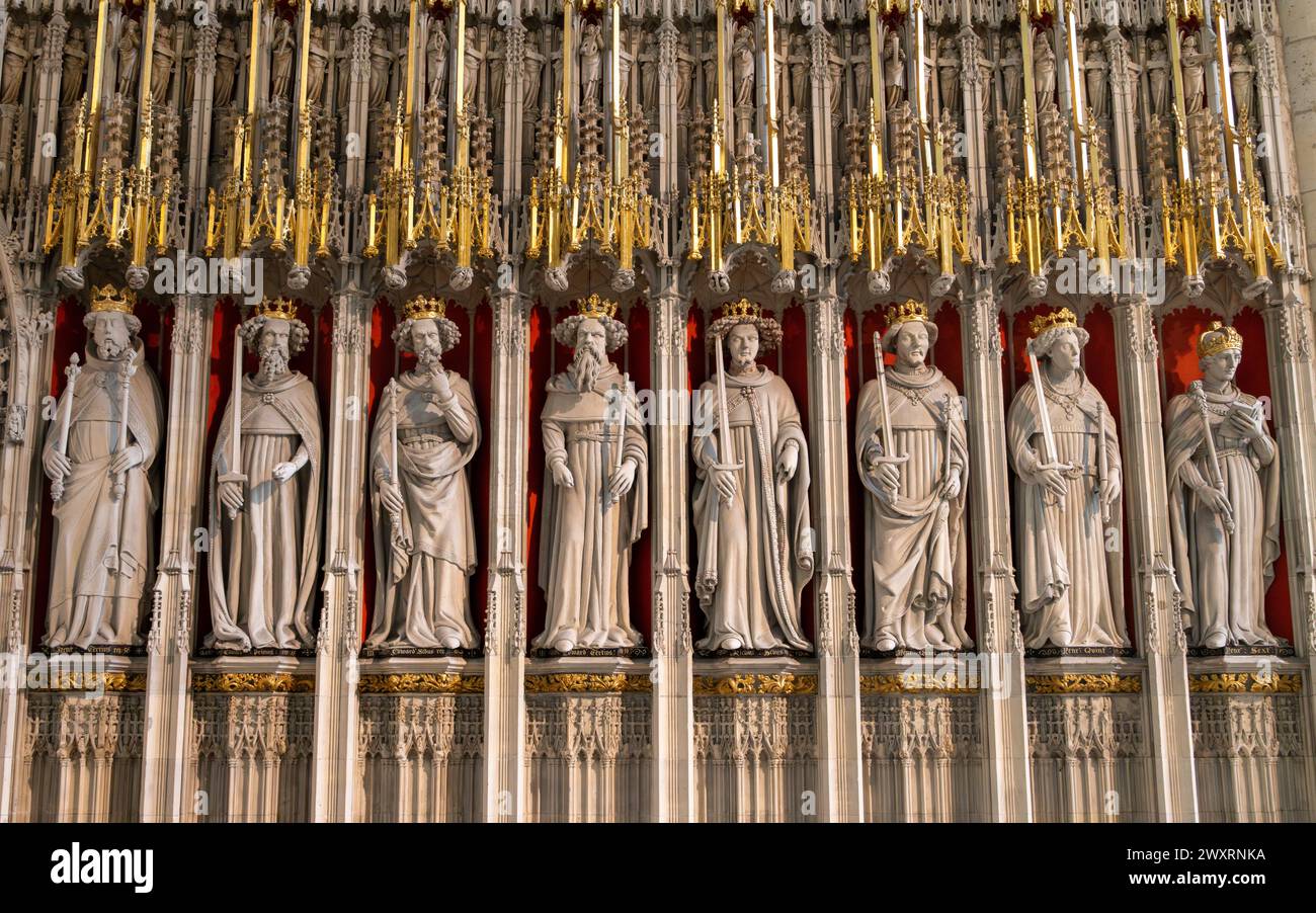 Some of the 15 statues of kings, from Henry III to Henry VI, in the ...