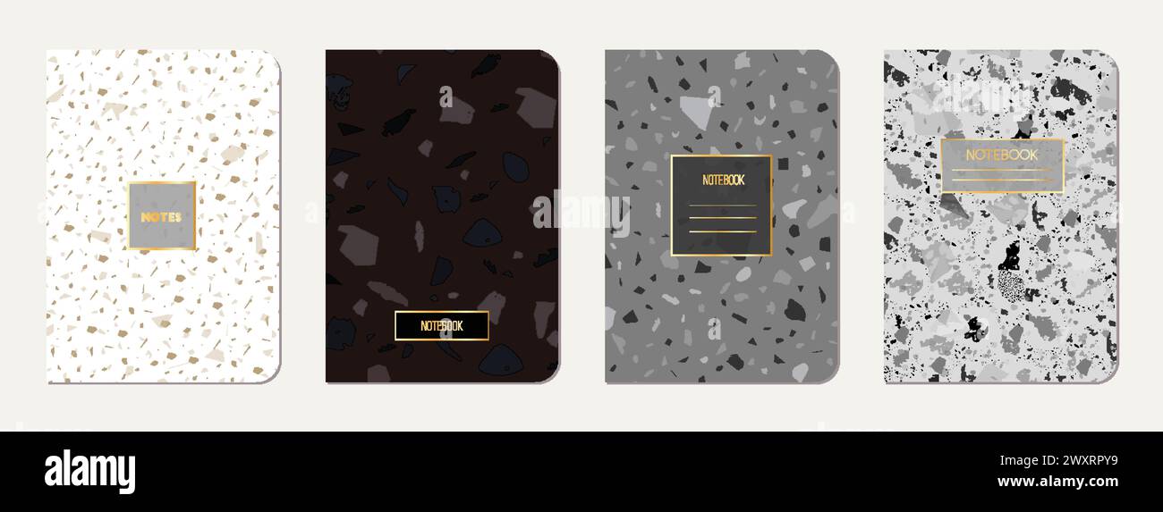 Notebook cover design. Terrazzo abstract background made of natural ...