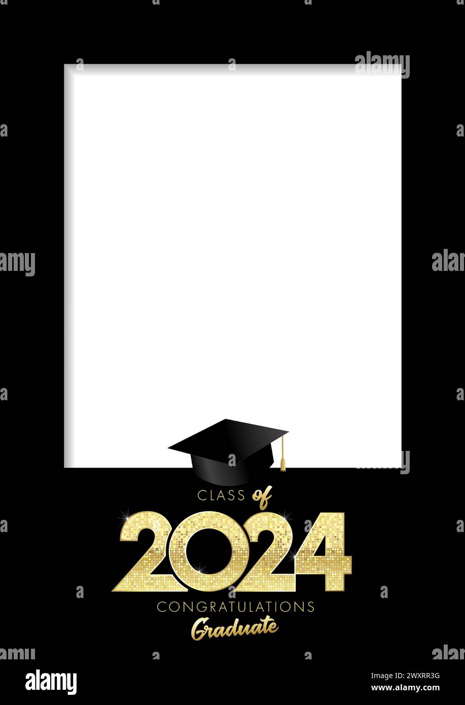Graduation photo frame A4, Class of 2024. Black copy space background ...