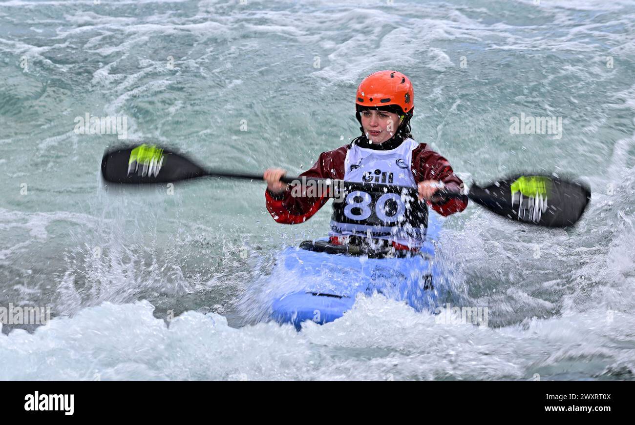 Waltham Cross, United Kingdom. 01st Apr, 2024. Lee Valley Kayak Cross ...