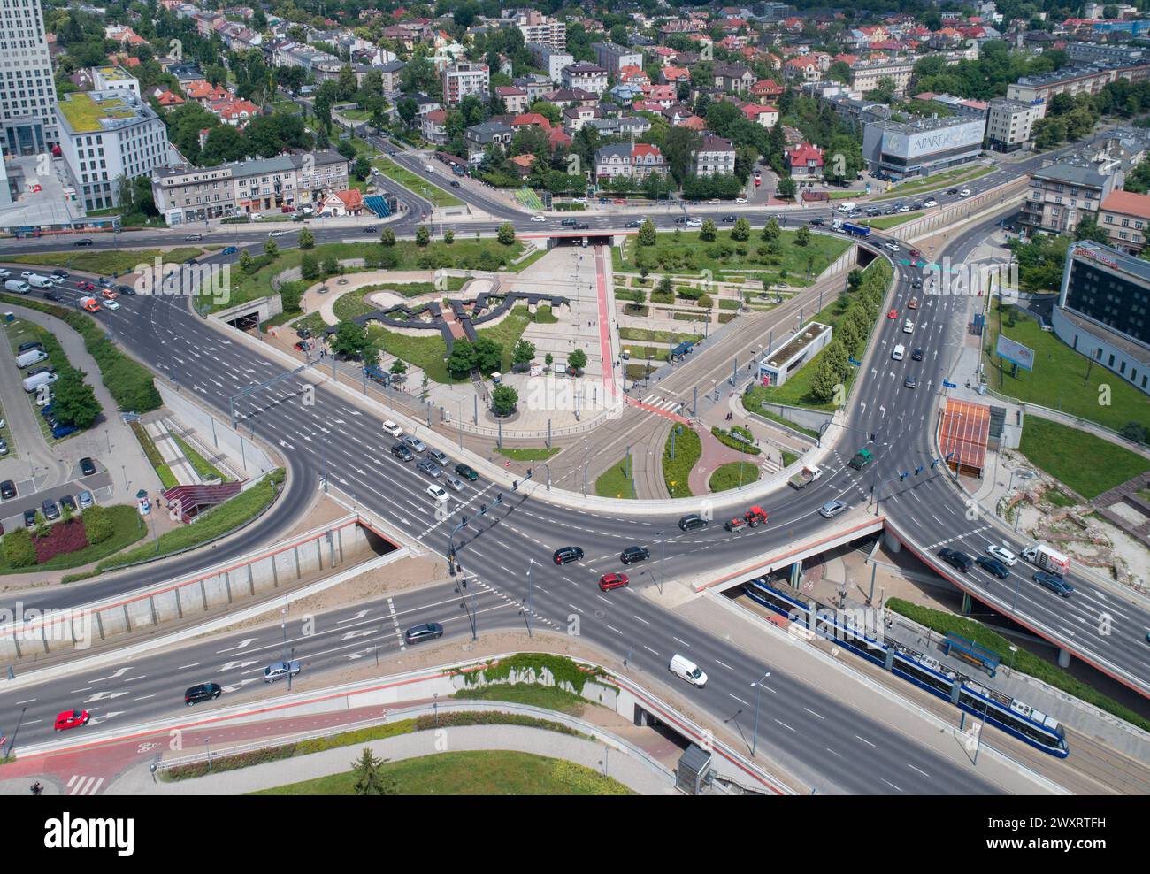 Rondo Mogilskie, Mogilskie car roundabout, Krakow, Poland Stock Photo ...