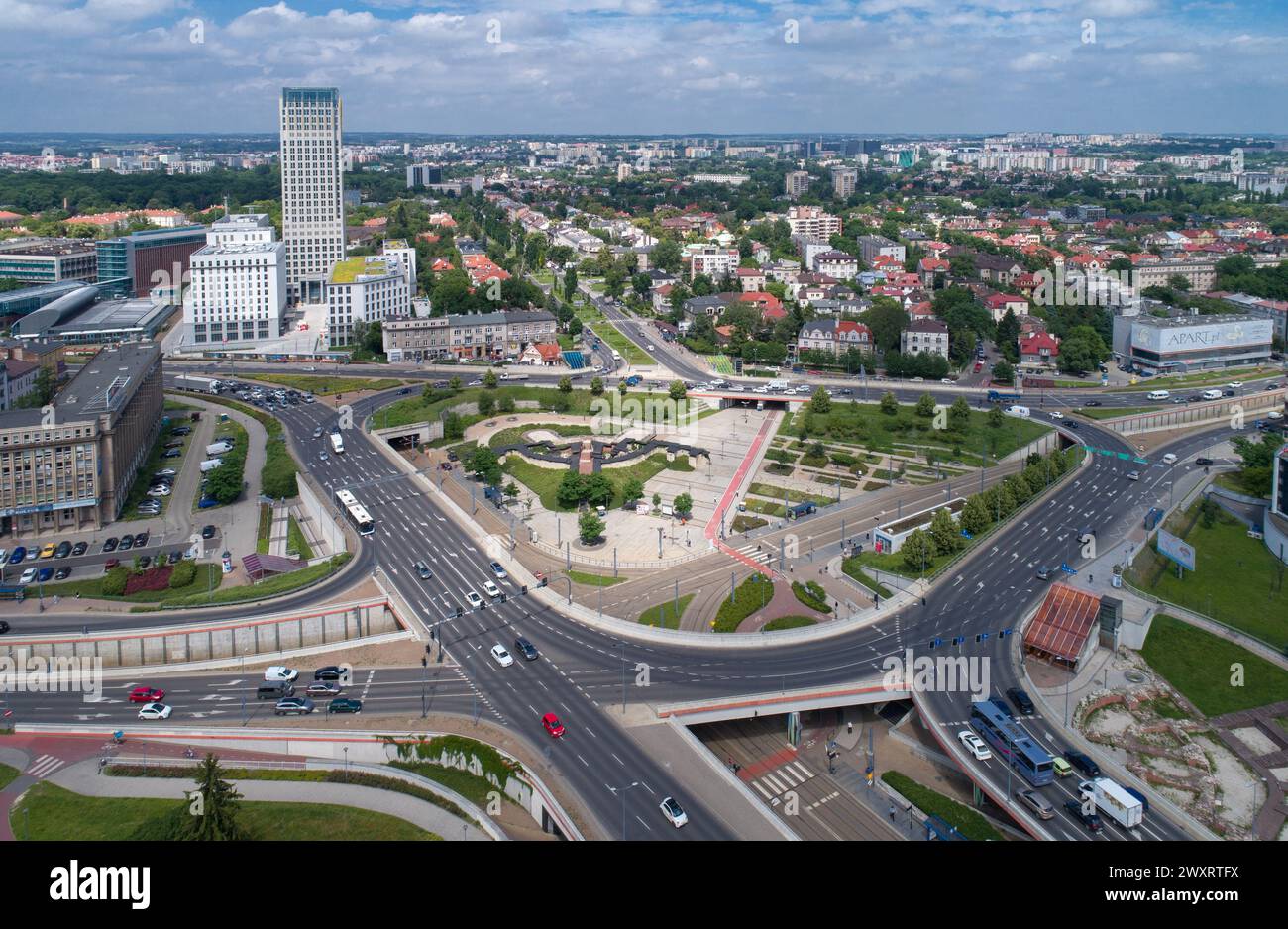 Rondo Mogilskie, Mogilskie car roundabout, Krakow, Poland Stock Photo ...