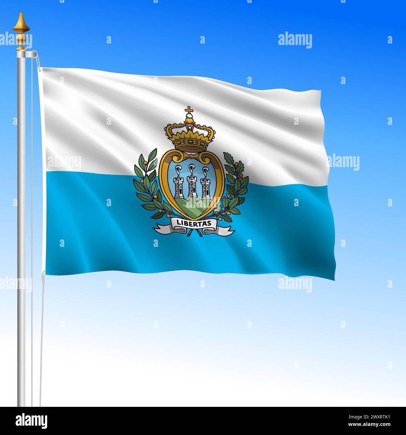 San Marino Republic, official national waving flag, european country ...
