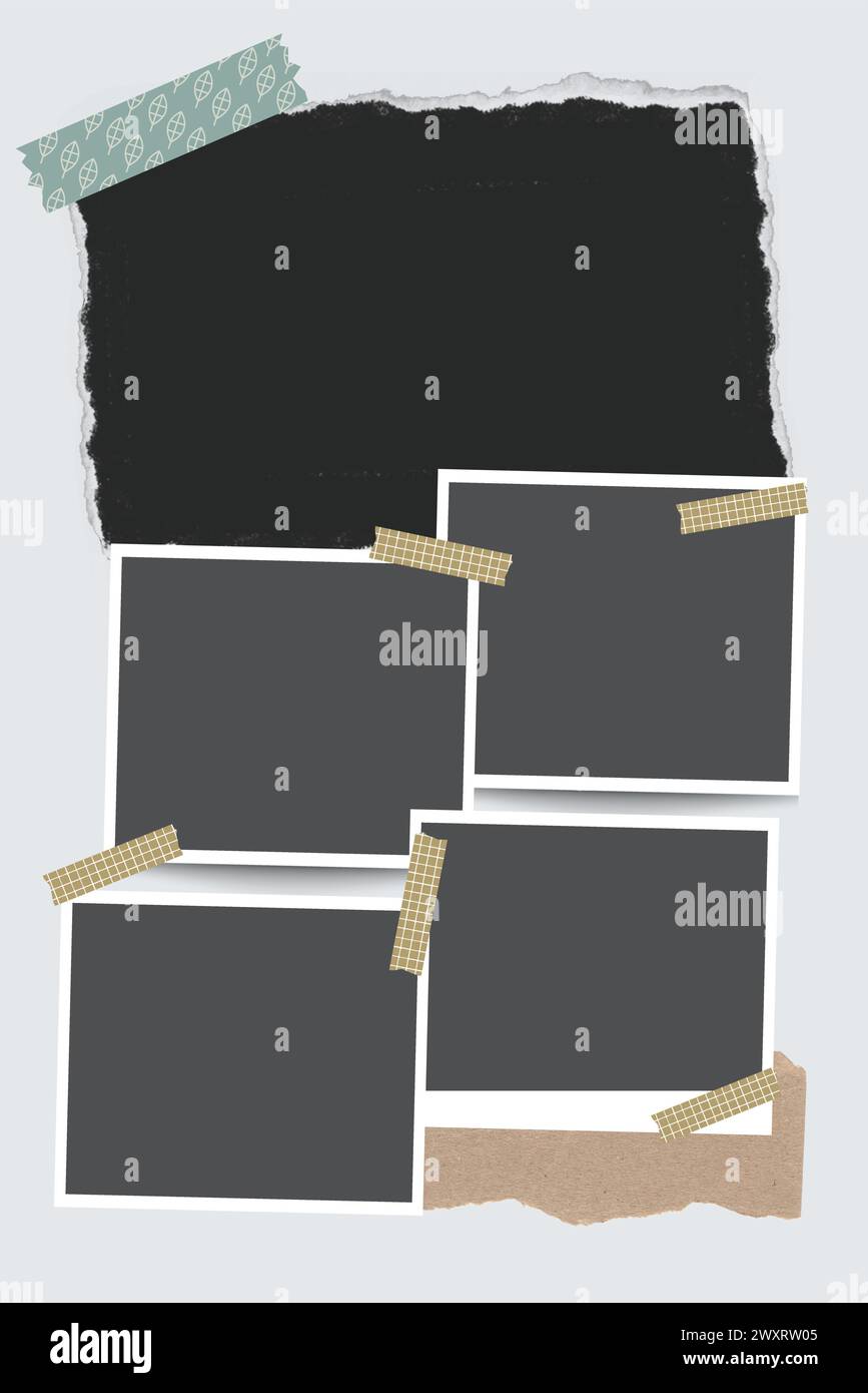 Family Photo Collage, Photo Frame with paper crop, Moodboard Template ...