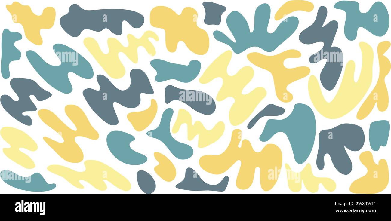 Set of organic irregular blob shapes. Yellow random deform spot fluid ...