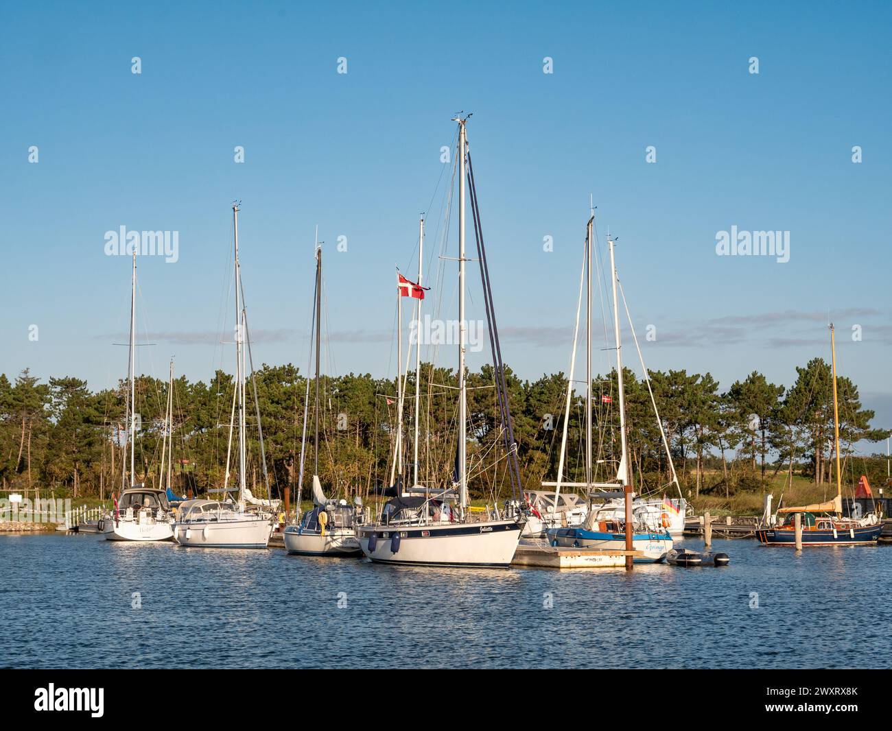 Sailboats moored at the marina on Tunø island, Midtjylland, Denmark ...