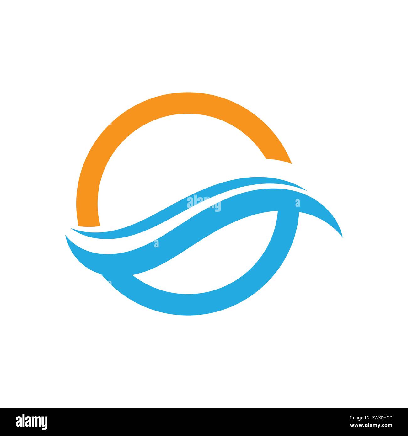 Wave logo. Graphic symbols of ocean or flowing sea water stylized for ...