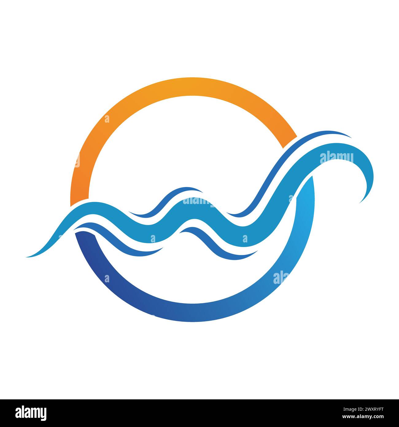 Wave logo. Graphic symbols of ocean or flowing sea water stylized for ...