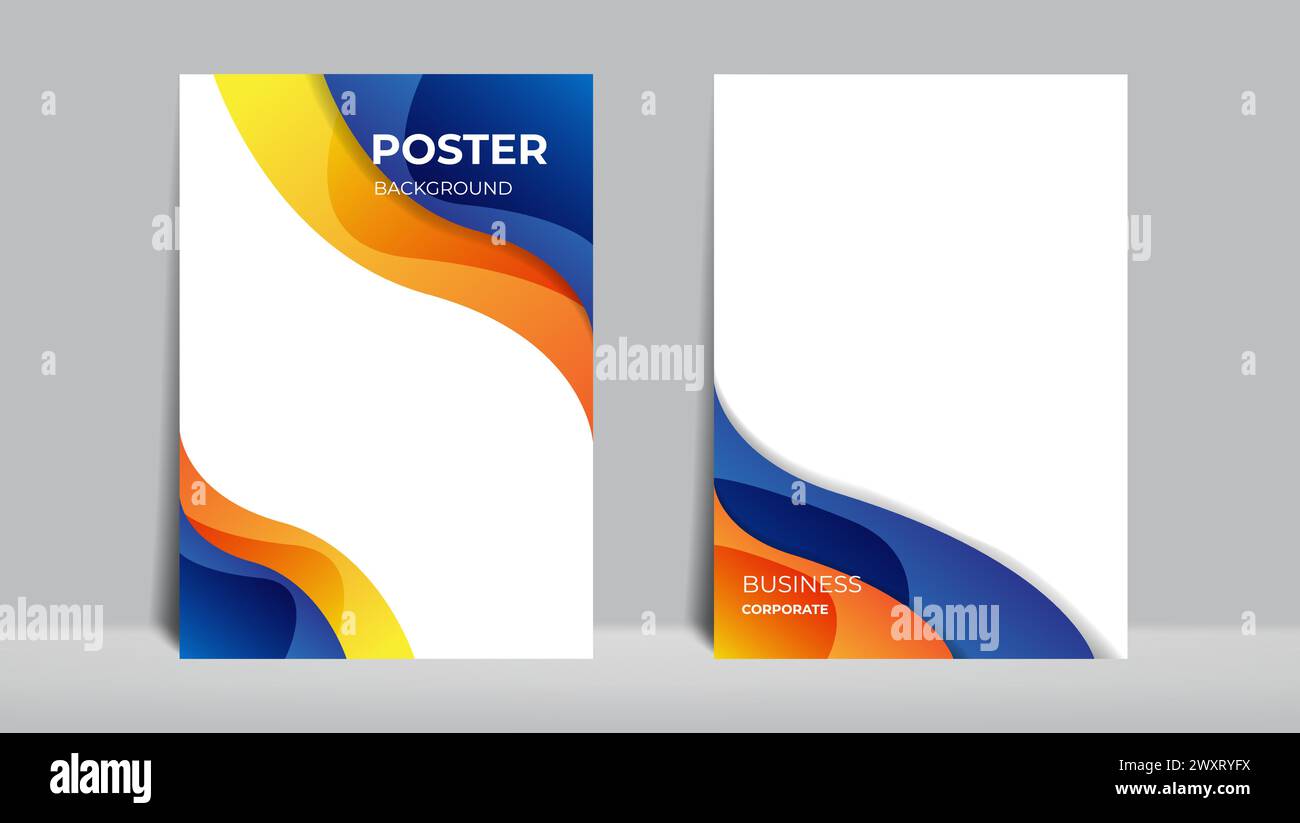 blue orange abstract poster or cover background. vector illustration ...