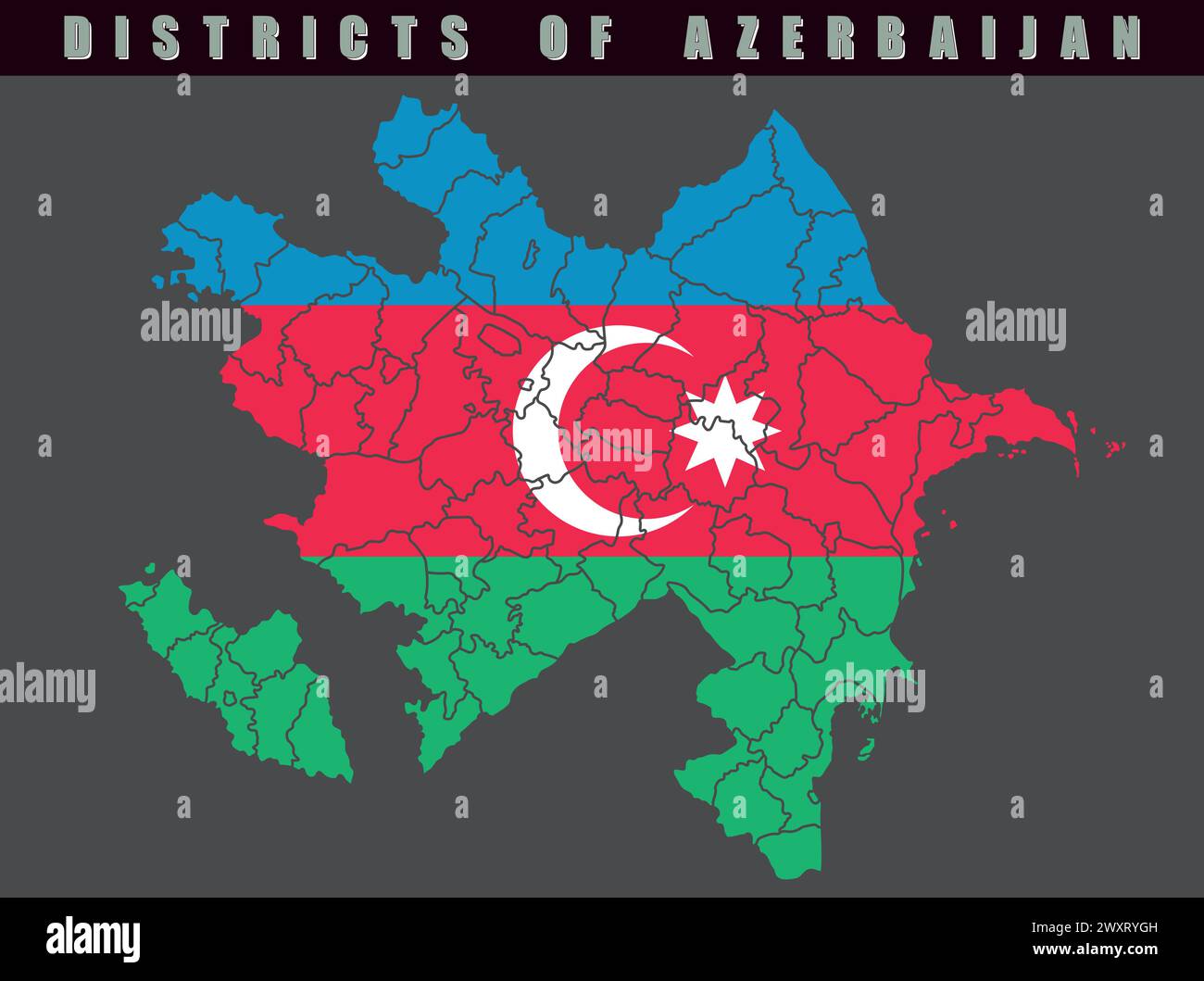 Map of the country of Azerbaijan. Detailed vector map of Azerbaijan by ...
