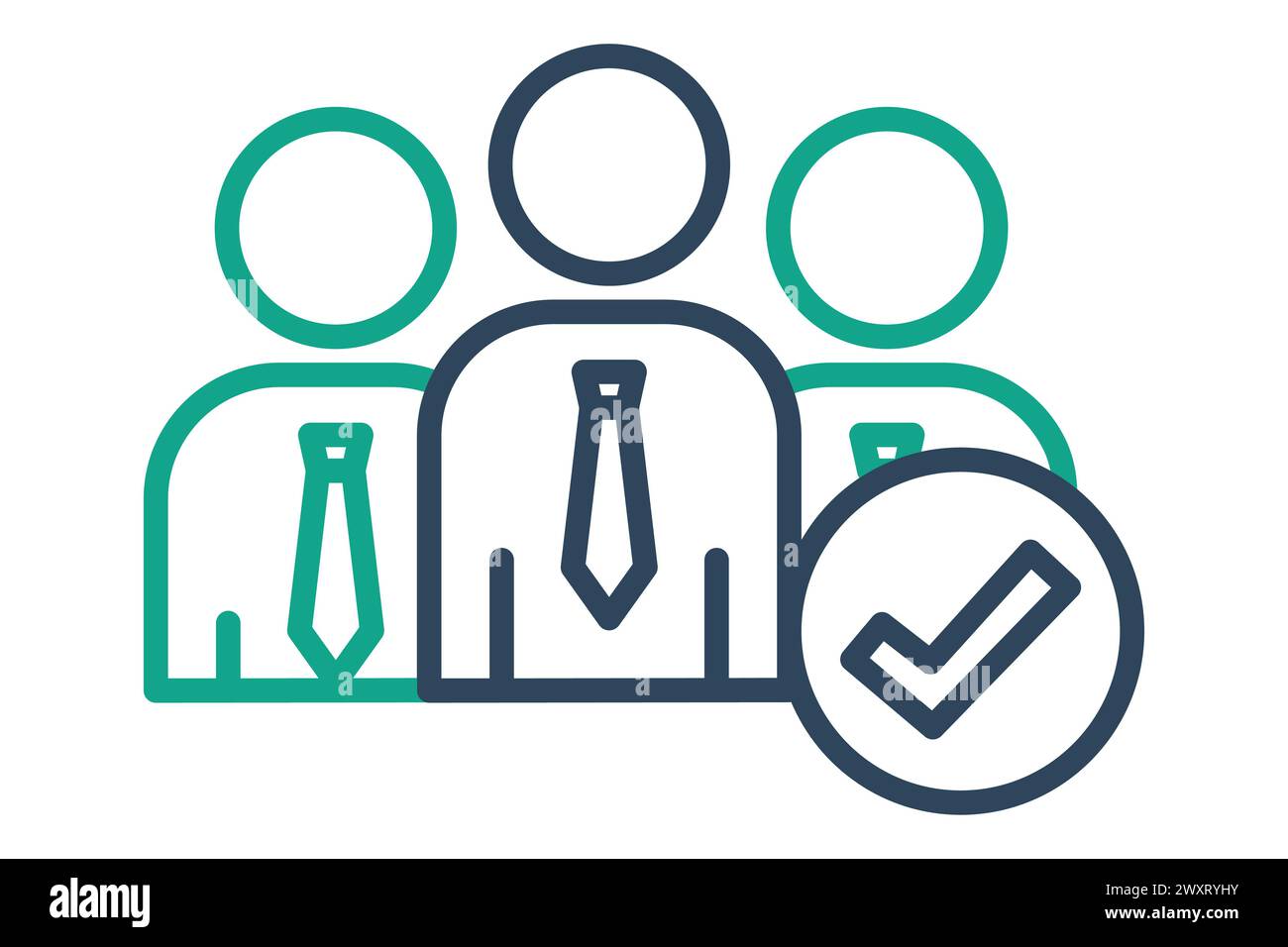 check icon. people with check mark. icon related to action plan ...