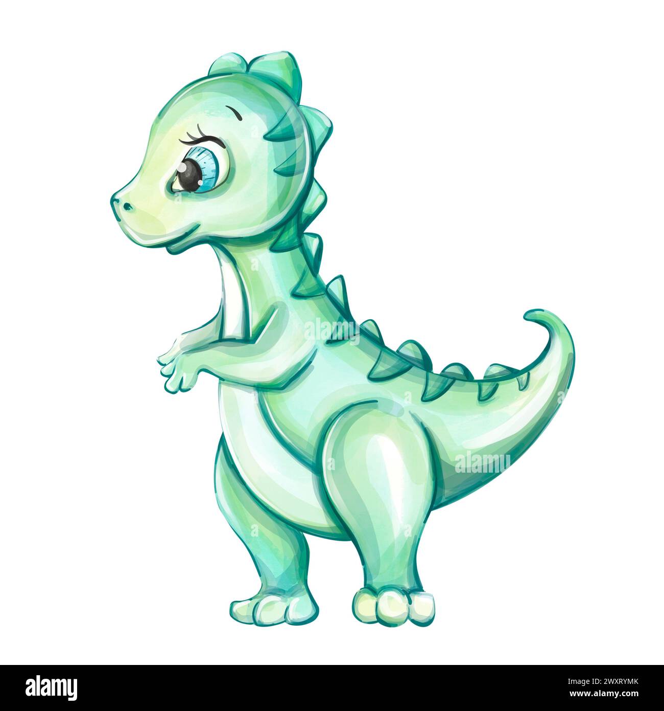 Watercolor cute dinosaur for nursery, newborn. Cartoon animal for kids ...