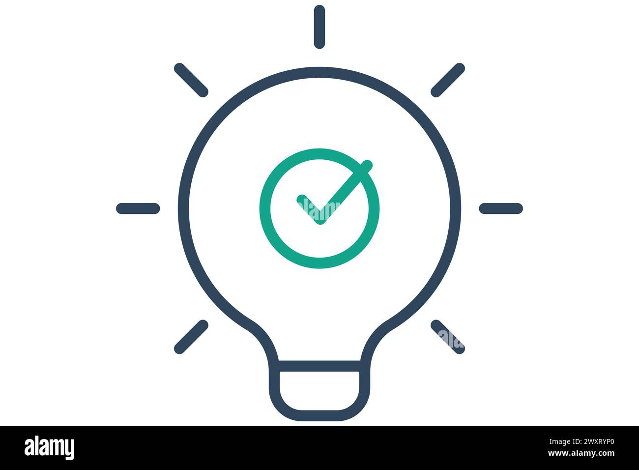 solution icon. light bulb with check mark in circle. icon related to ...