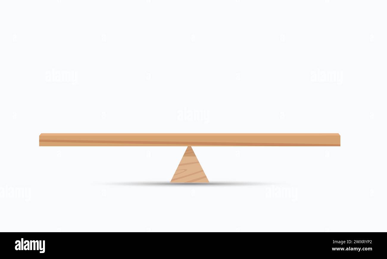 Balance life concept. Balancing wooden plank isolated on white ...