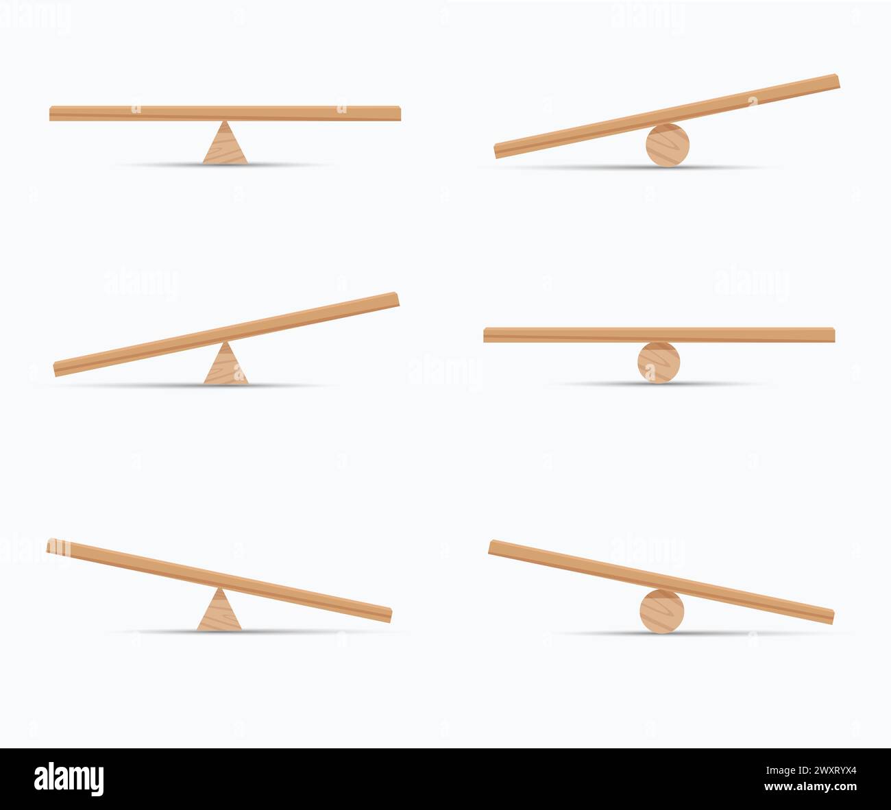 Balance life concept. Balancing wooden plank isolated on white ...