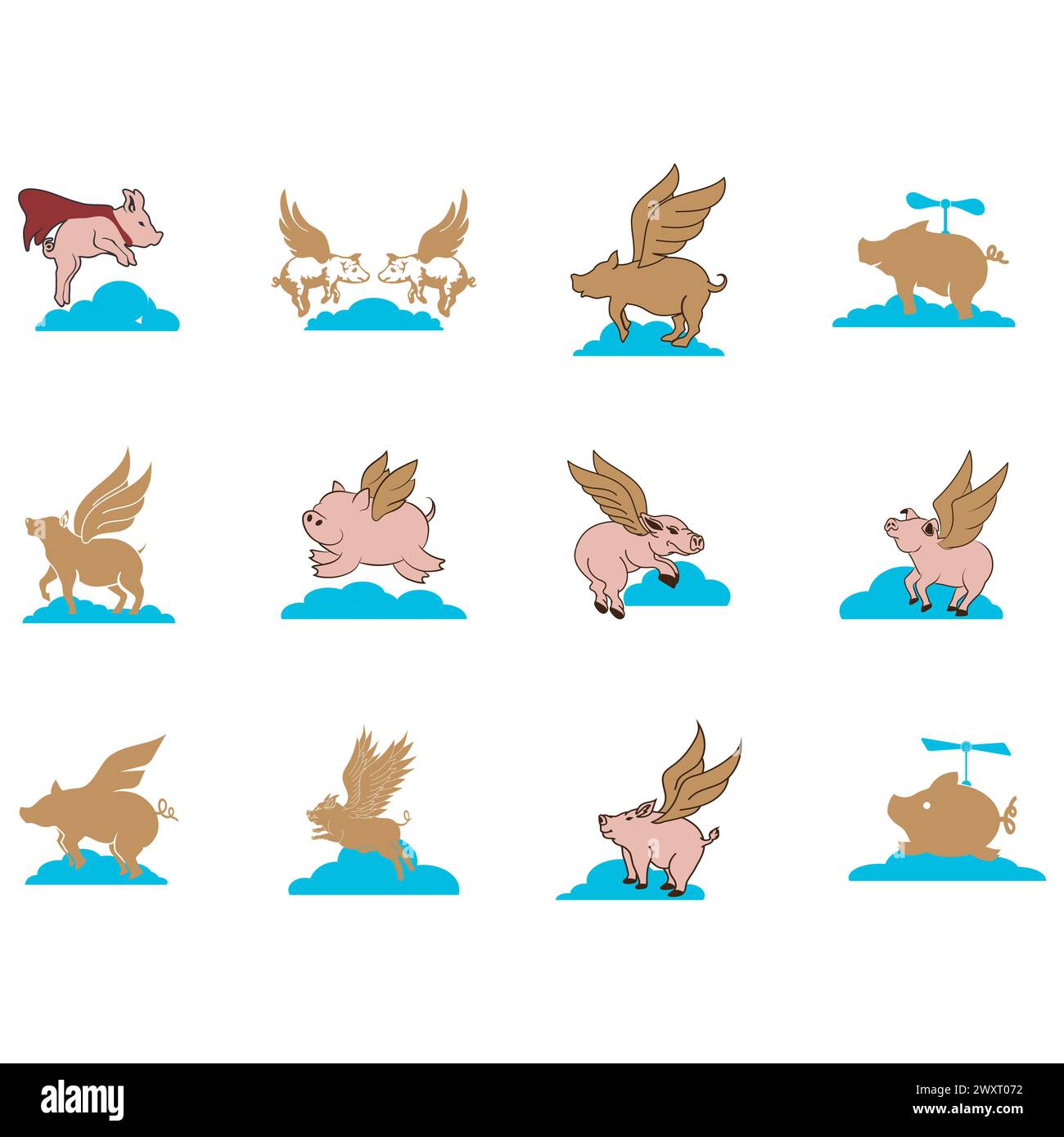 Collection of flying pig vector logo icons Stock Vector Image & Art - Alamy