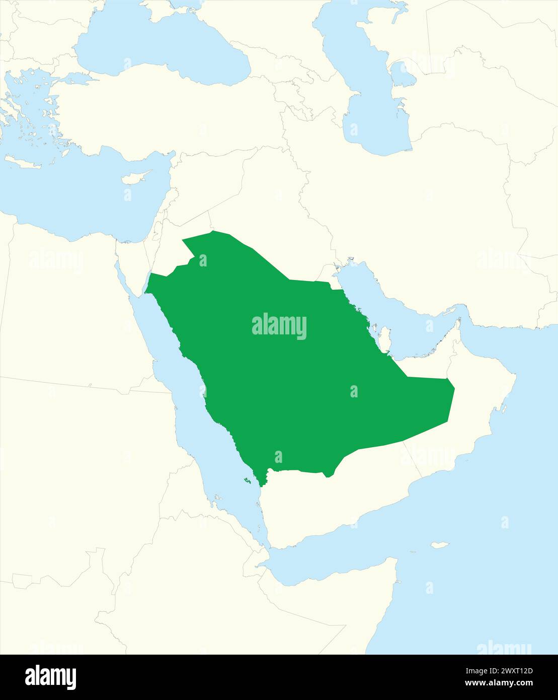 Green map of SAUDI ARABIA inside beige map of the Middle East Stock ...