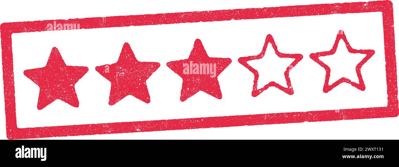 Vector illustration of three stars rating in red ink stamp Stock Vector ...