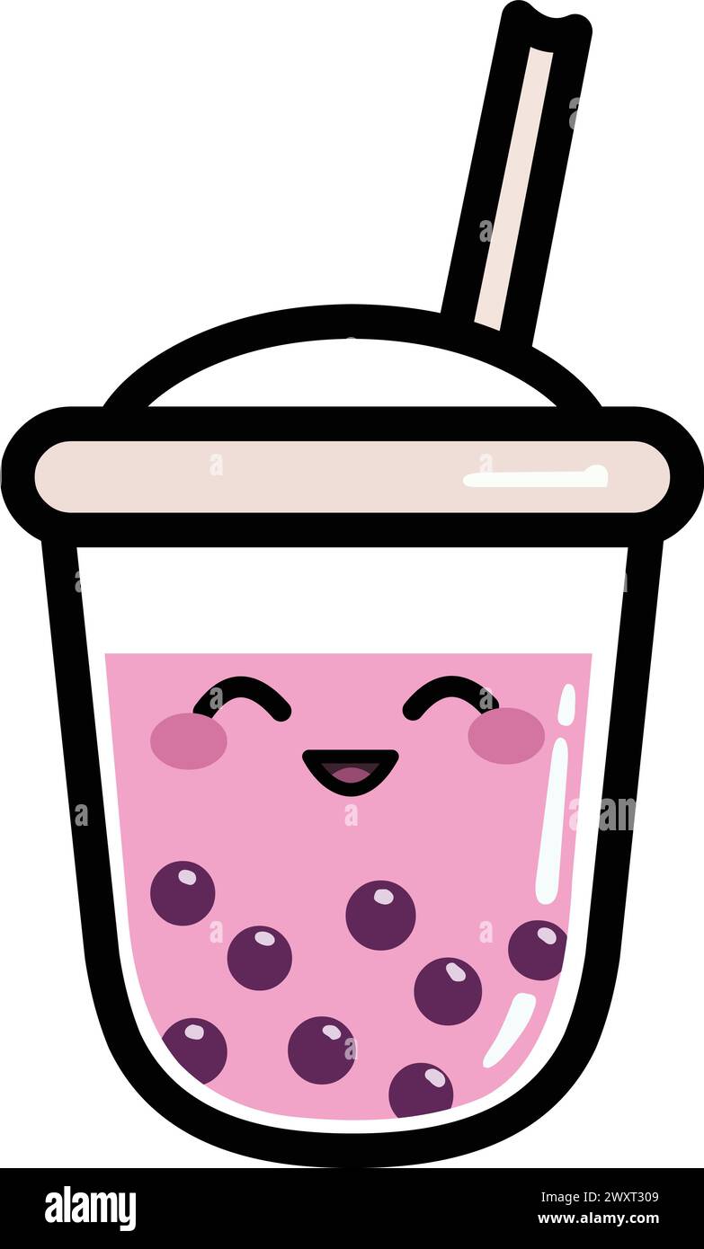 Happy bubble tea character in a kawaii style Stock Vector Image & Art ...