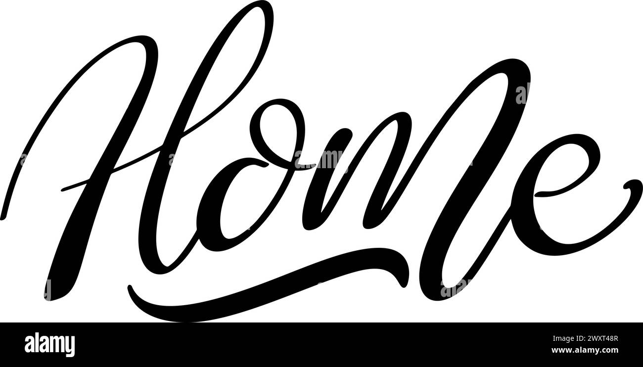 Home. Lettering phrase isolated on white background. Vector ...