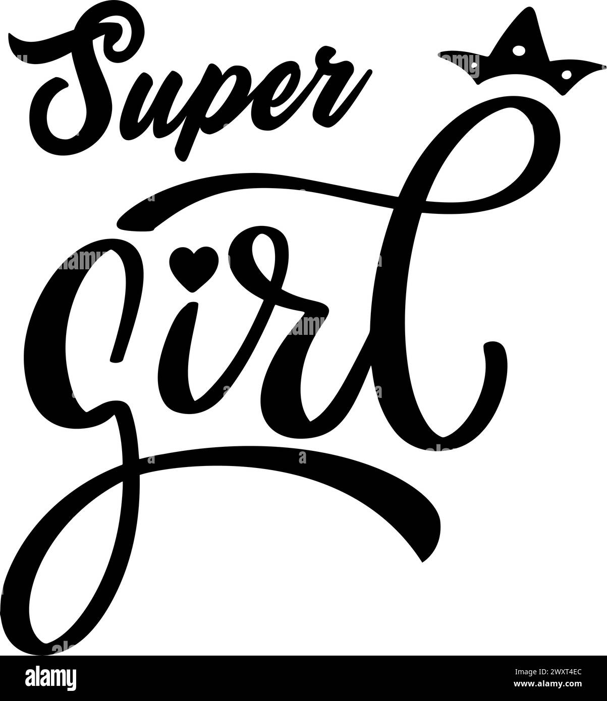Supergirl Lettering Phrase Isolated On White Background Design