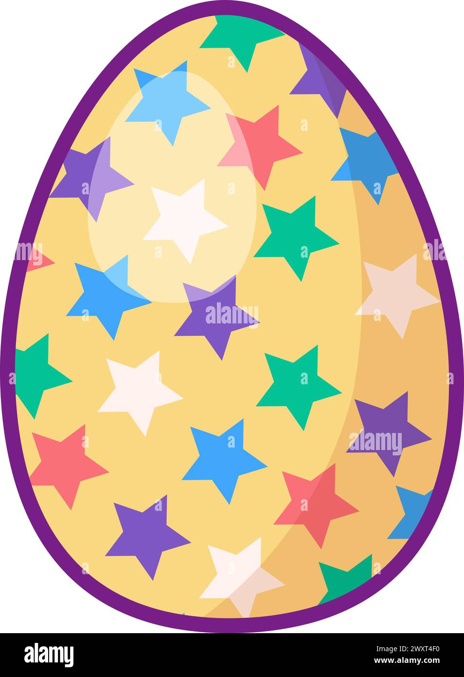 Festive Easter egg with multi colored star ornament. Bright ...