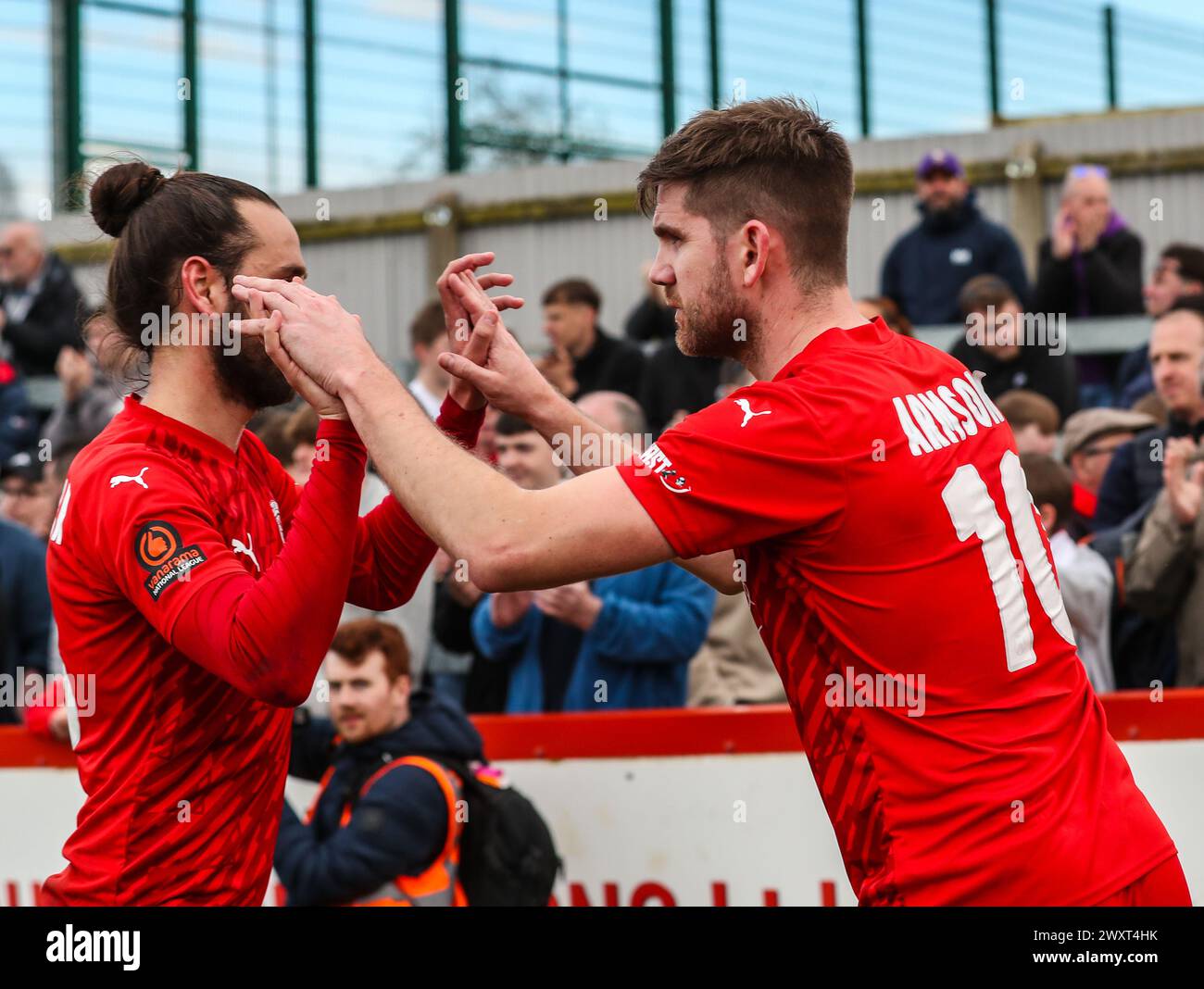 Brackley Town’s Jimmy Armson celebrates their victory with Tommy O ...