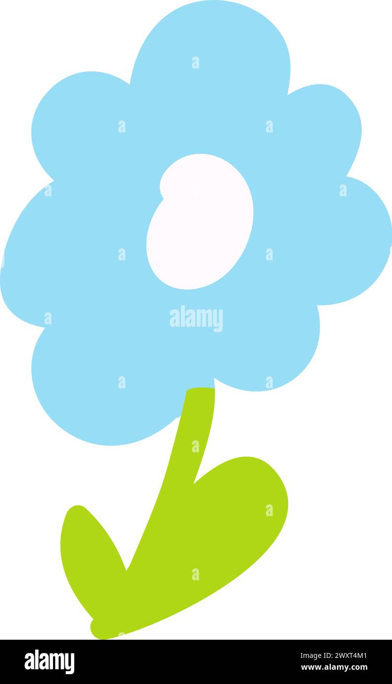 Orange spring flower drawn by child. Bright childish careless ...