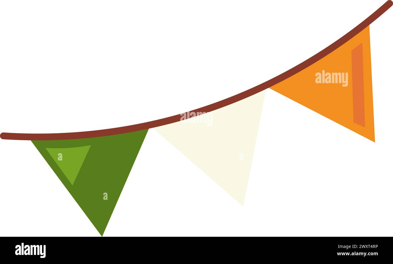 Stretched ribbon garland with triangular flags in colors of Irish ...