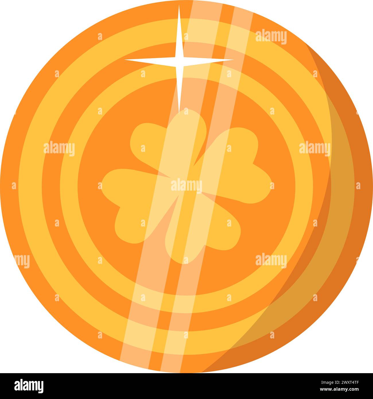 Magic gold coin. Magical accessory of fairy tale gnome Leprechaun ...