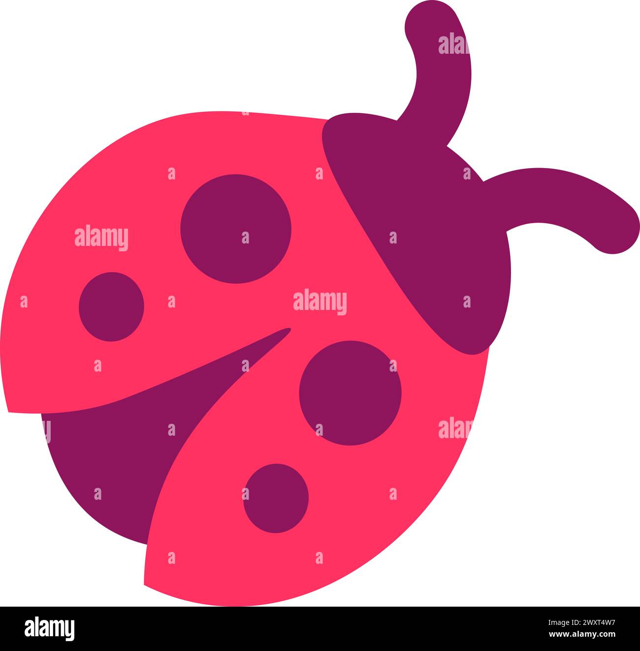 Red insect ladybug top view. Bright childish careless illustration for ...