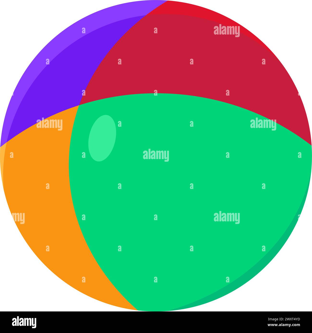 Inflatable rubber ball for beach holiday. Volleyball on seashore. Summer vacation icon. Simple ...