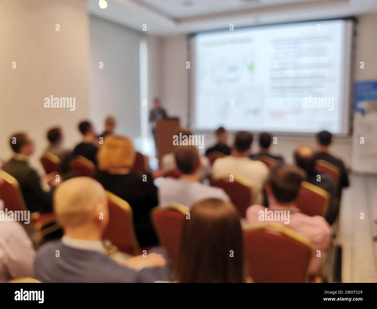 Audience listens lecturer conference hall hi-res stock photography and ...