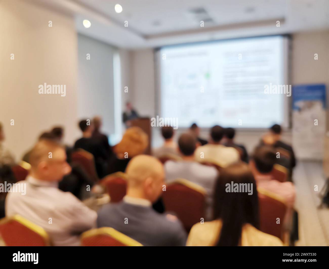 Audience listens lecturer conference hall hi-res stock photography and ...