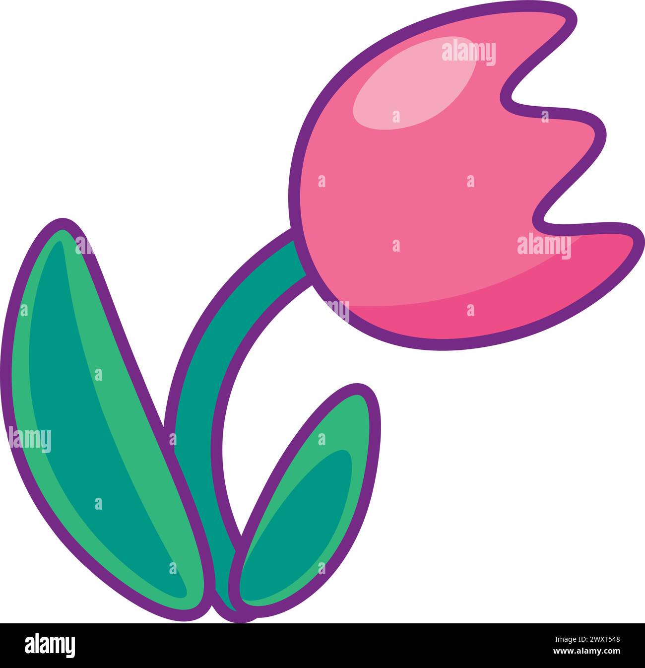 Blooming red tulip. Bright minimalistic illustration for design of ...