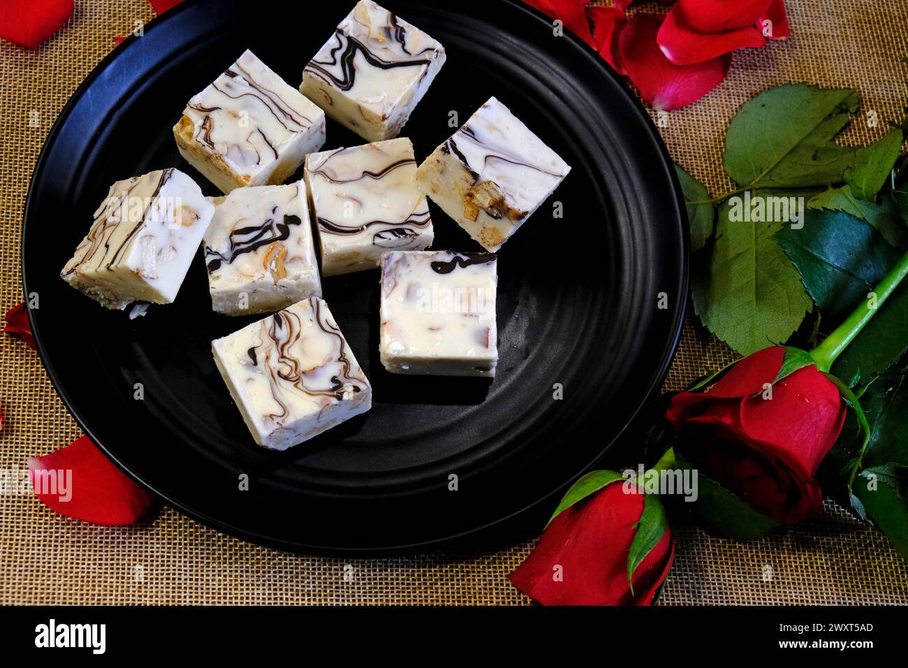 Milk powder barfi also known as Mava dryfruits burfi, white Khoya burfi ...