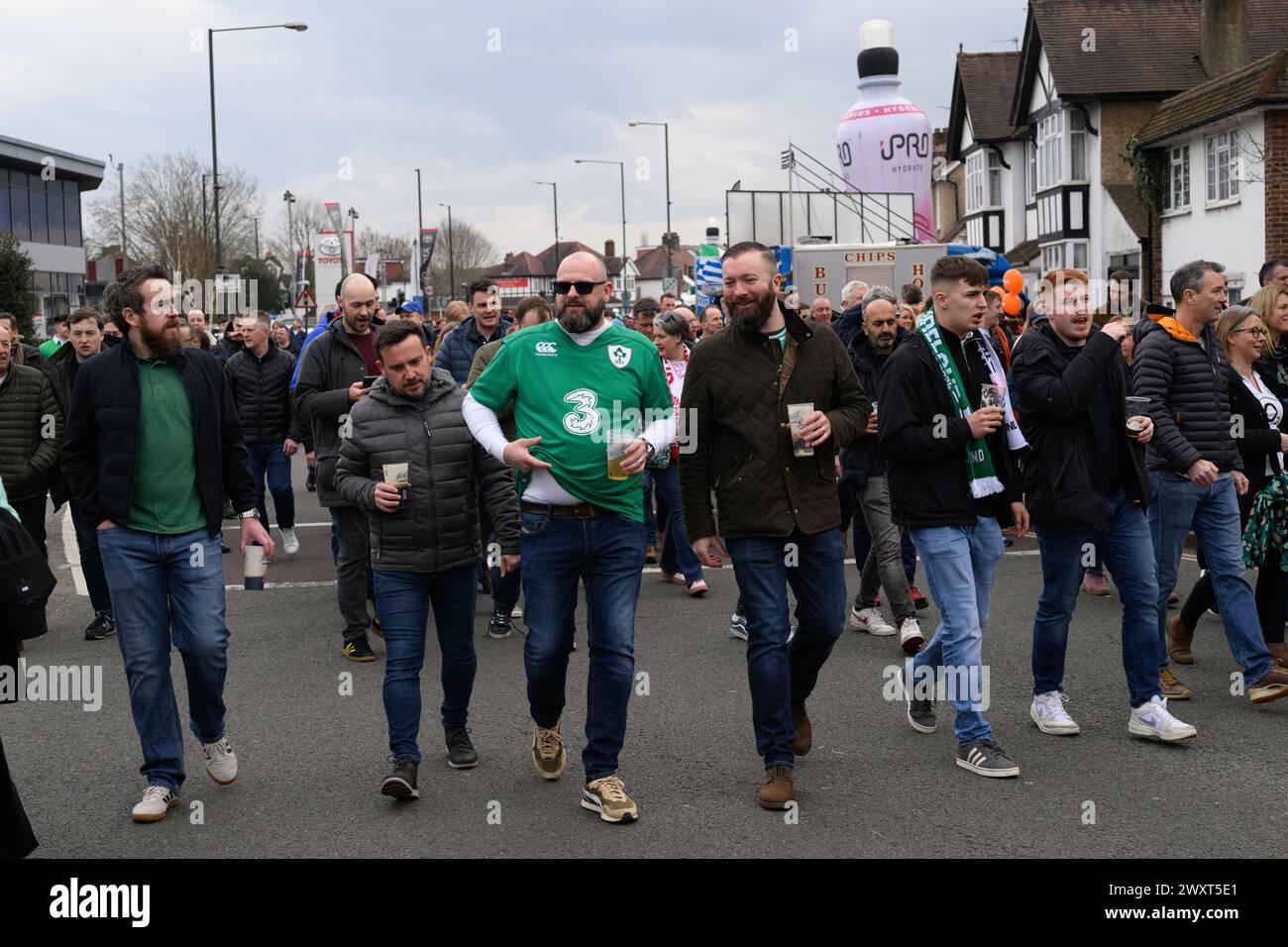 9th March 2024, London, UK: Travelling Irish rugby fans arrive at ...