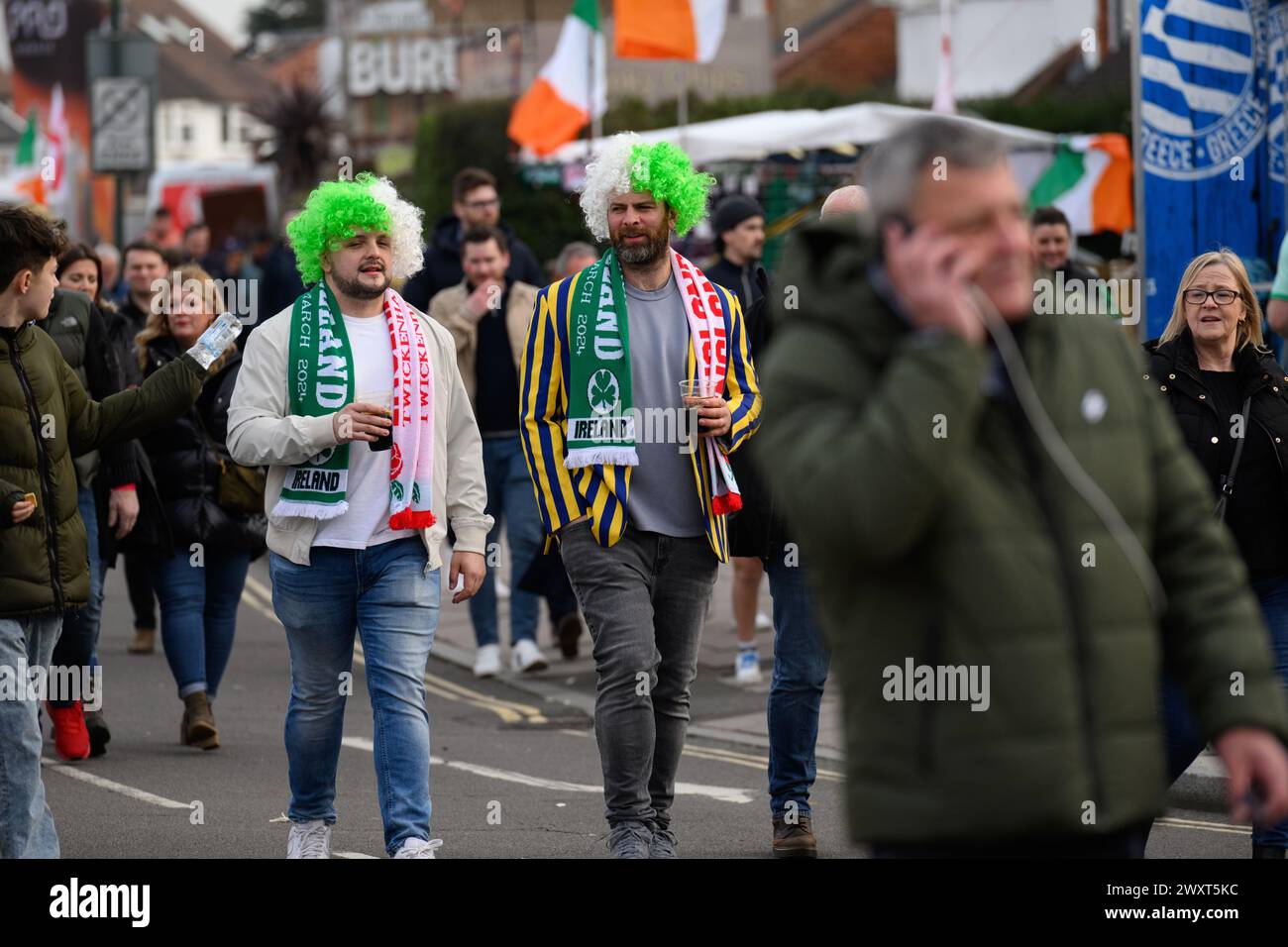 9th March 2024, London, UK: Travelling Irish rugby fans arrive at ...