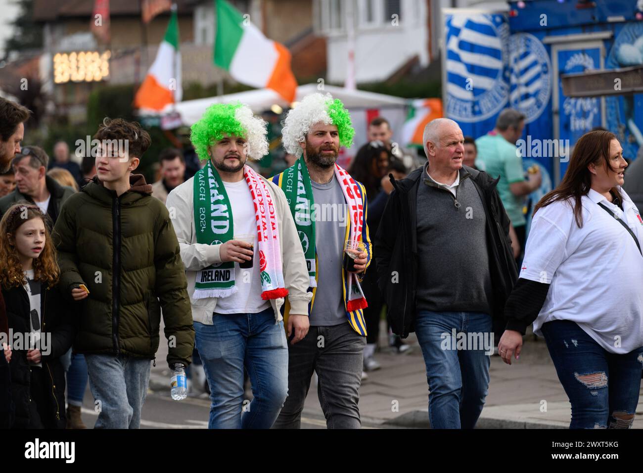 9th March 2024, London, UK: Travelling Irish rugby fans arrive at ...