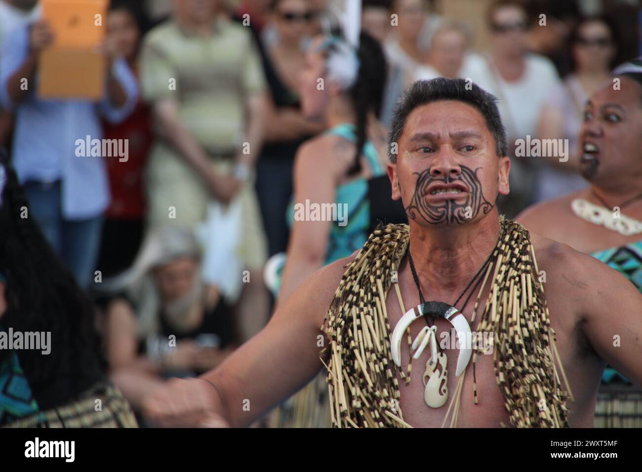 Indigenous group in traditional attire, some posing together Stock ...