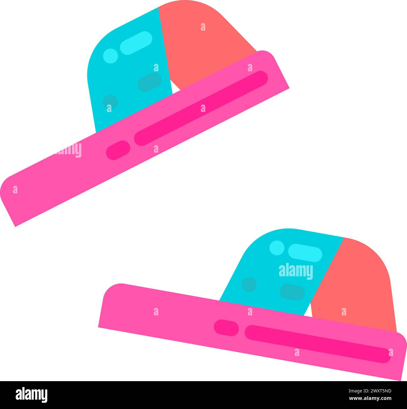 Rubber beach slippers. Footwear for sea holidays. Summer vacation icon. Simple flat cartoon ...