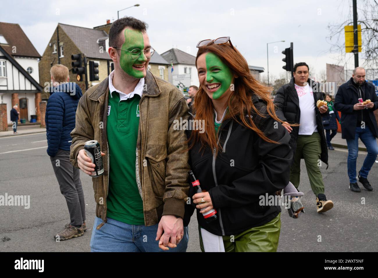 9th March 2024, London, UK: Travelling Irish rugby fans arrive at ...