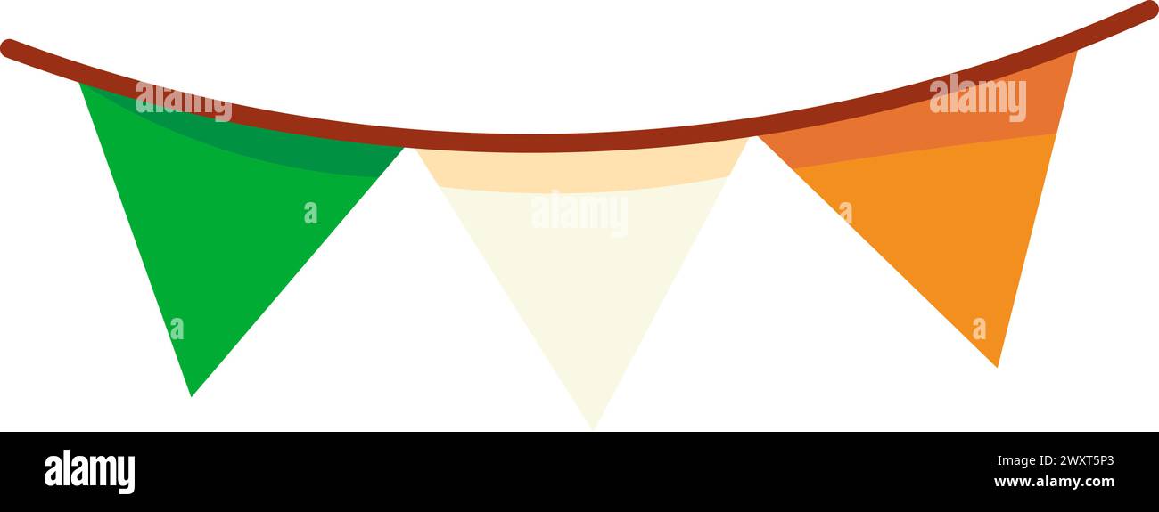 Stretched ribbon garland with triangular flags in colors of Irish ...