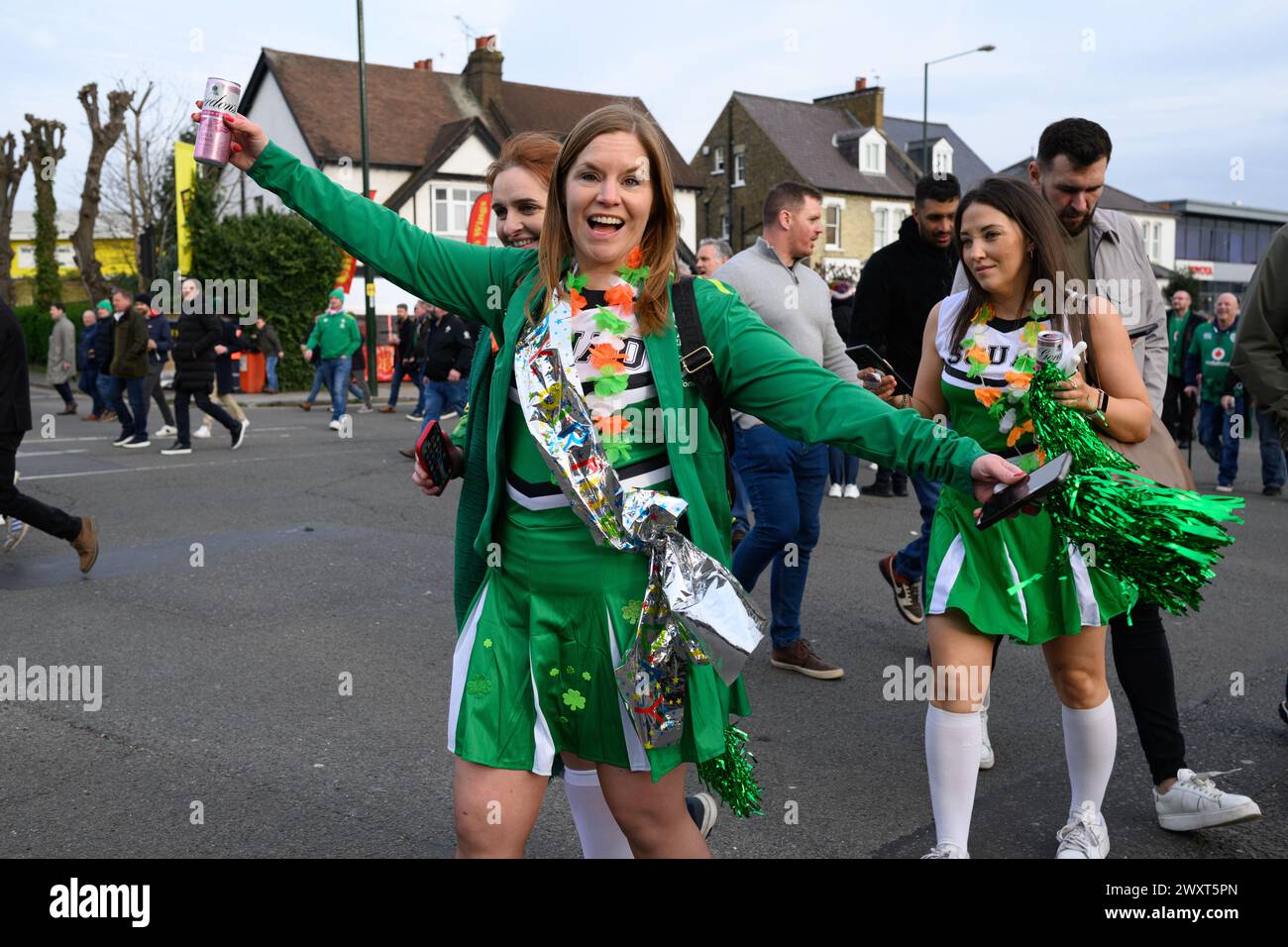 9th March 2024, London, UK: Travelling Irish rugby fans arrive at ...