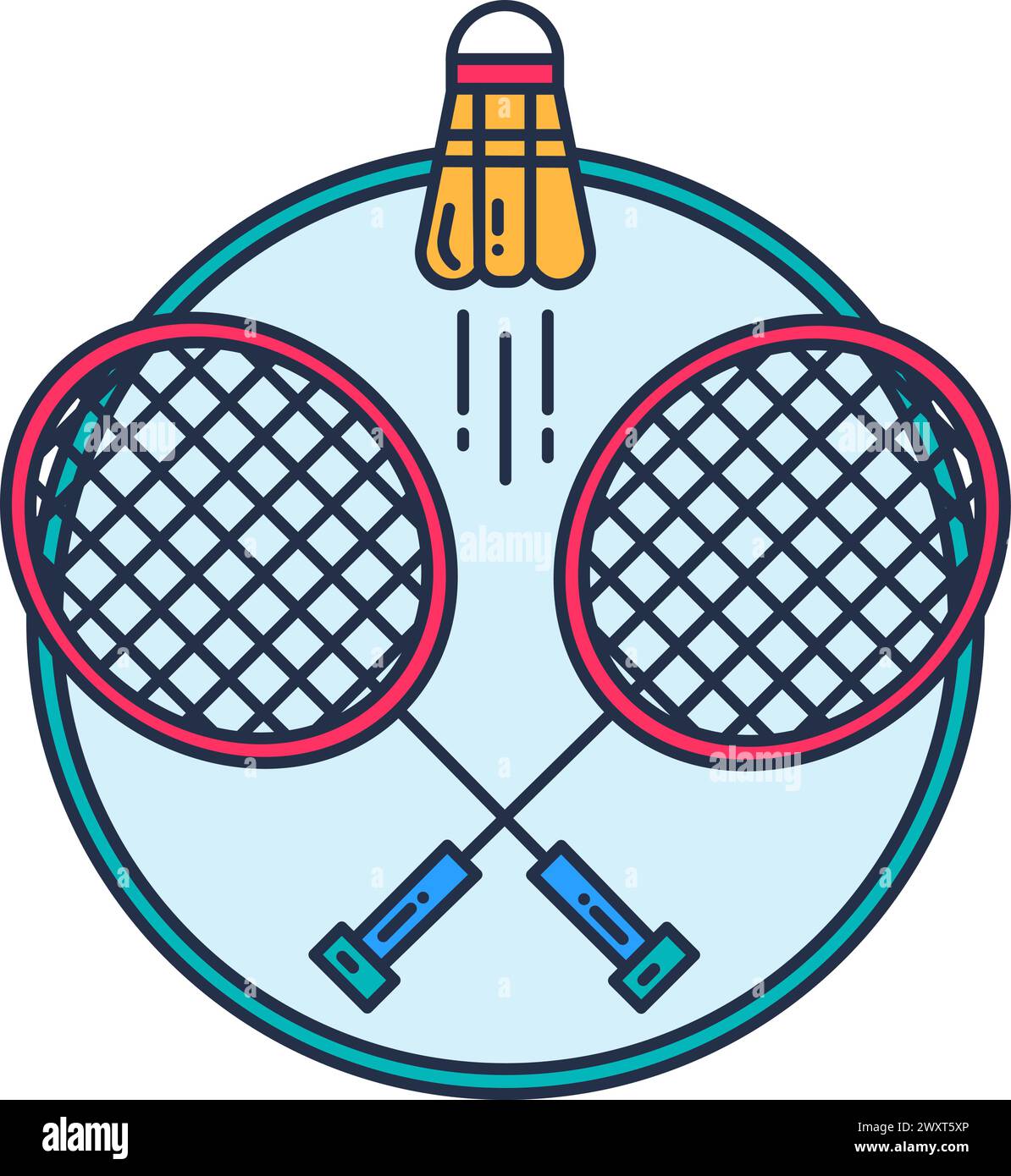 Sport badge. Crossed tennis rackets for playing badminton hit flying ...